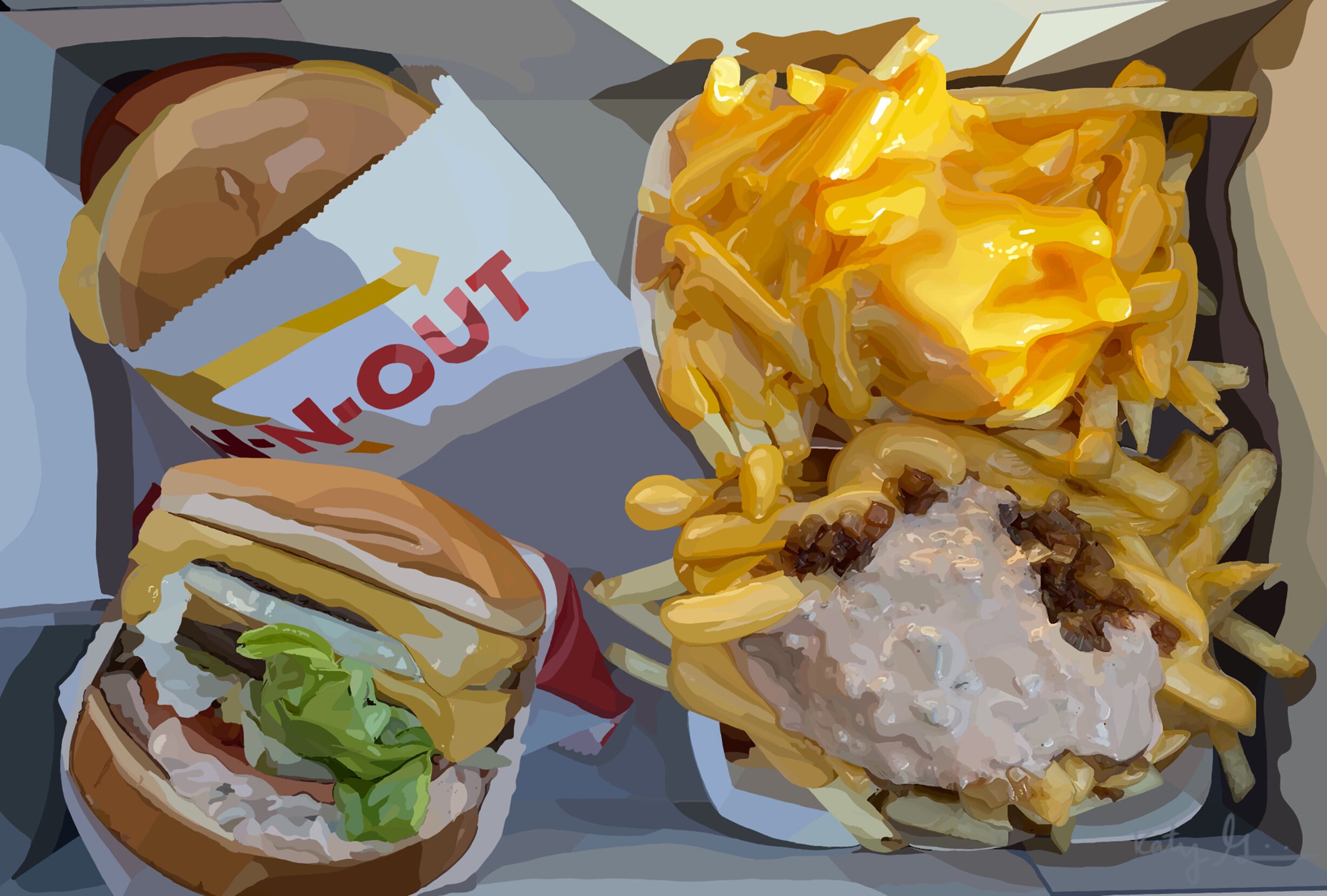 In-n-out Digital Drawing, Burger Digital Drawing, in N Out Digital ...