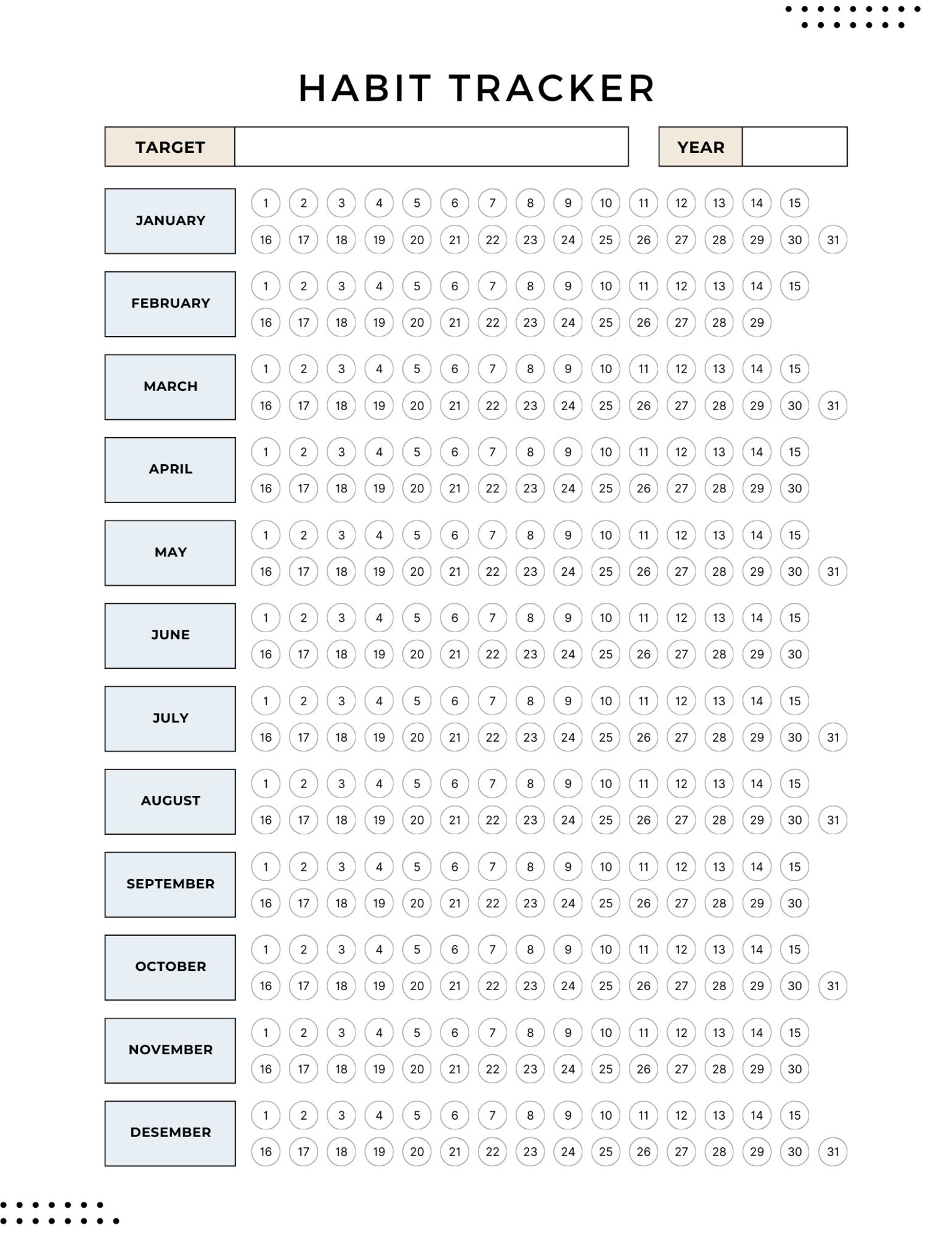 Daily Habit Tracker (minimalist) - Etsy