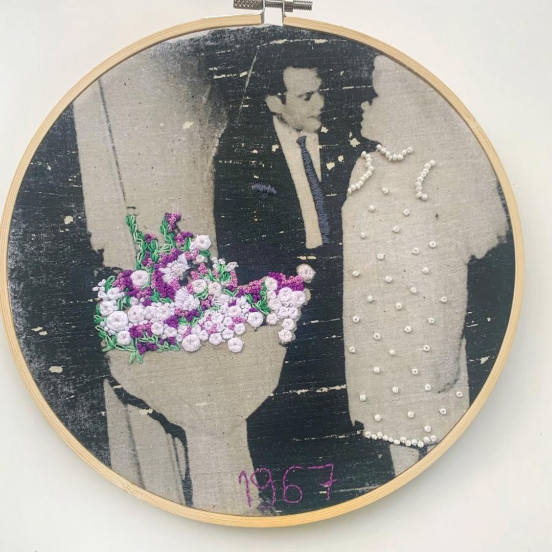 Personalized Anniversary Gift, Embroidery Custom Photo, Anniversary ...