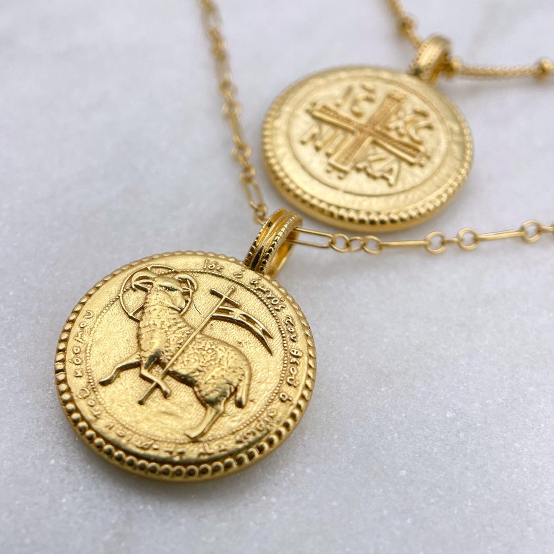 Christian Agnus Dei 16mm Pendant & Necklace - Gold or Silver - Etsy