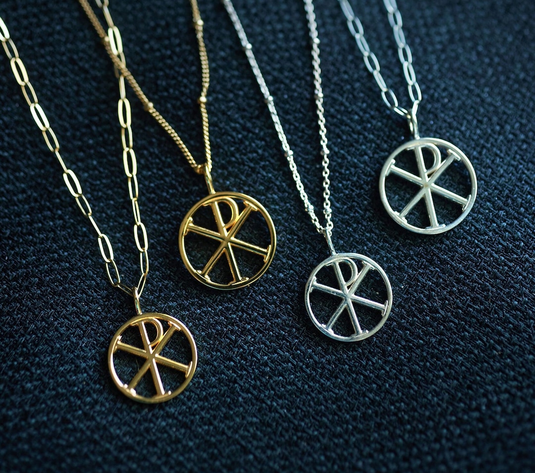 Christian Chi Rho 18mm Pendant & Necklace - Gold or Silver - Etsy