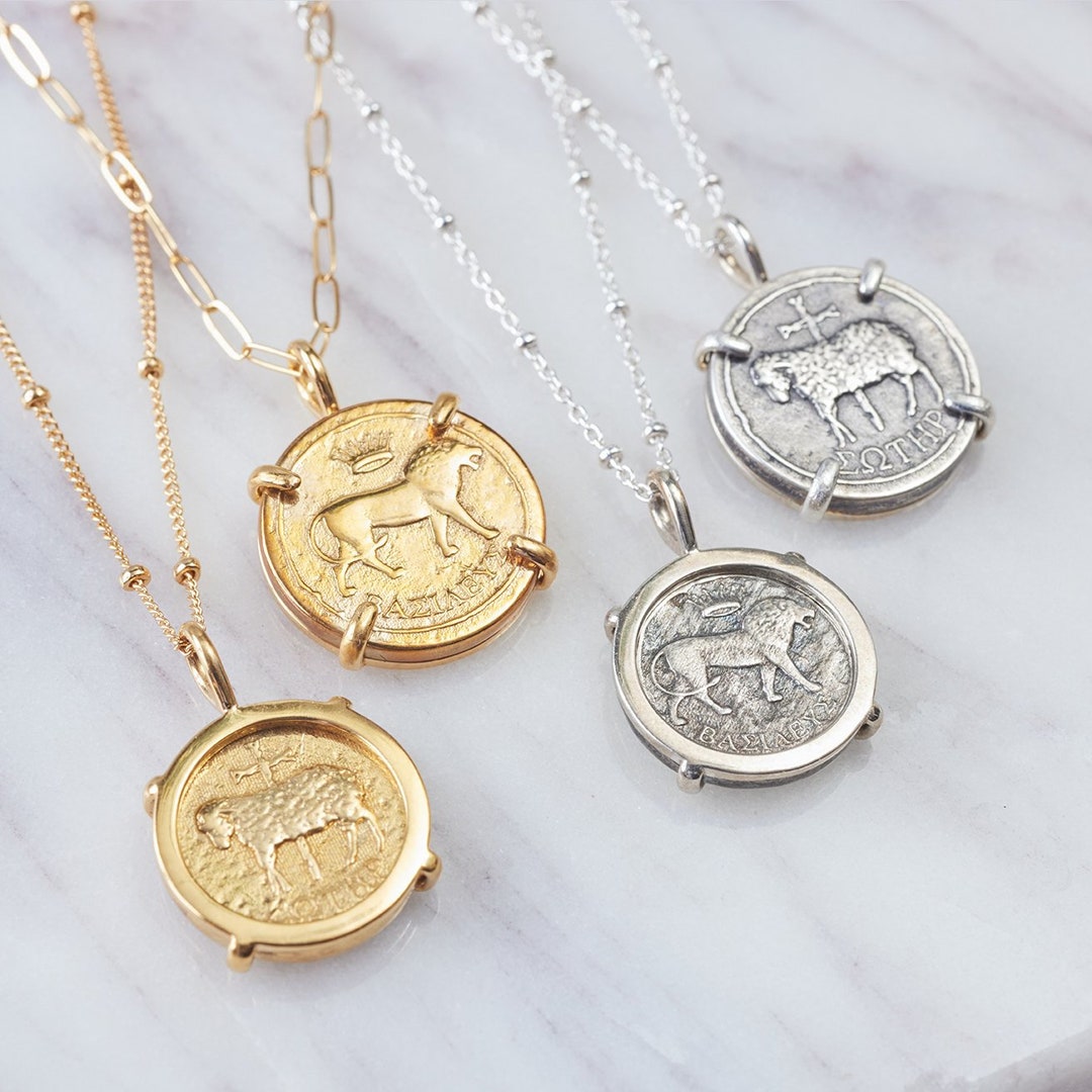 Christian Lion and Lamb 16mm Pendant & Necklace Gold or Silver - Etsy
