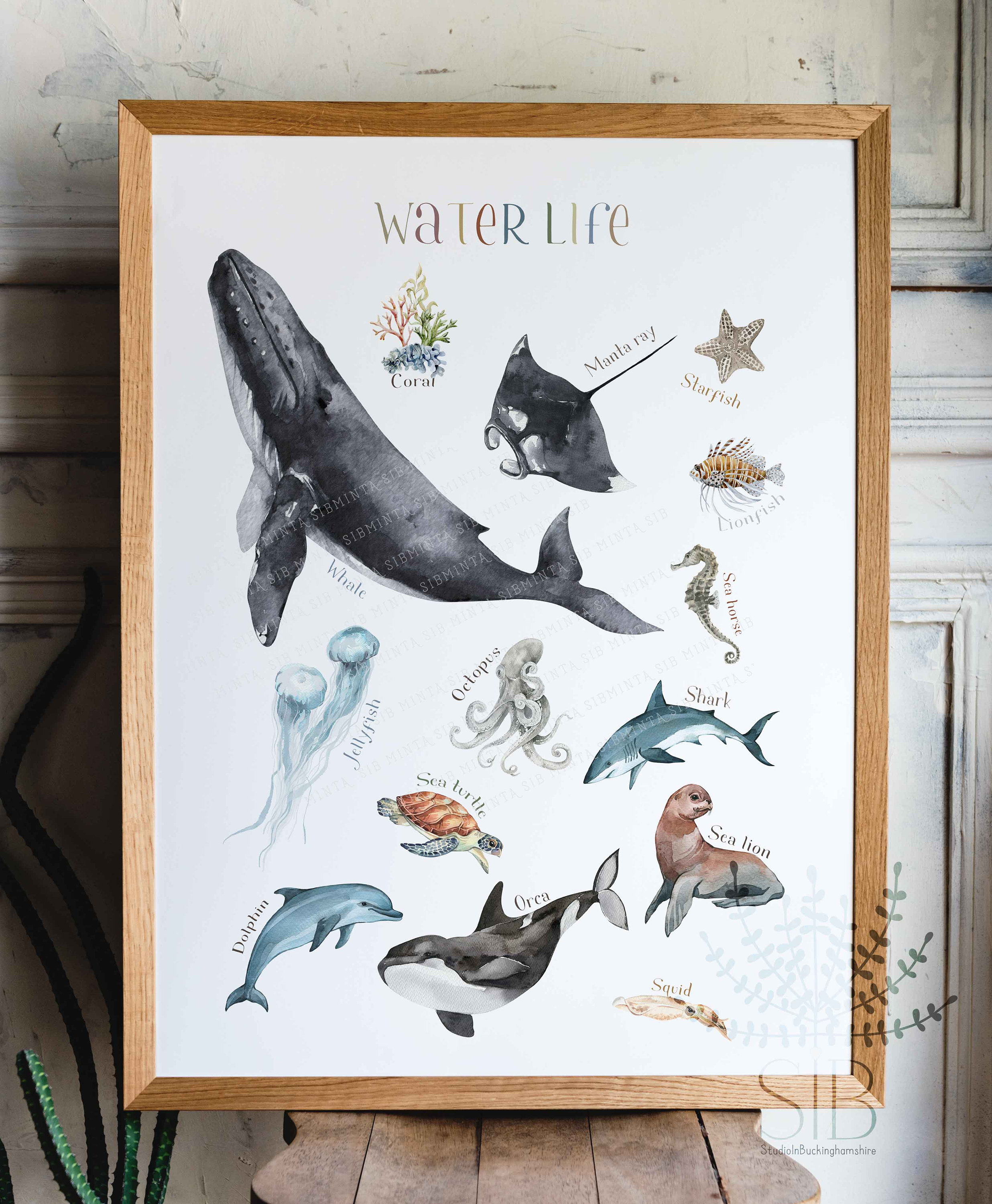 Sea Animals PRINTABLE Wall Art, Watercolour Ocean Animals, Montessori ...