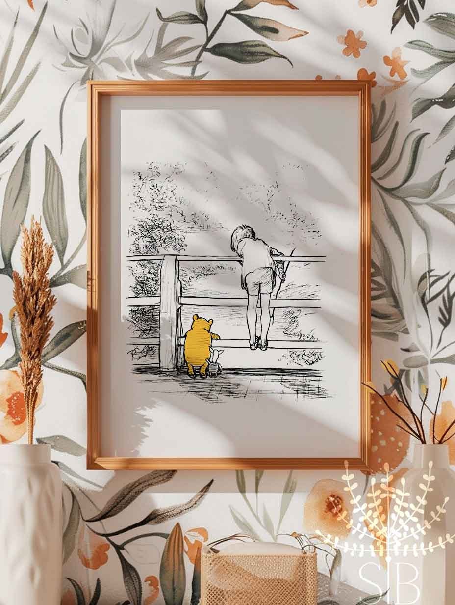 Classical Winnie the Pooh Vintage Illustration Printable 3pc, Vintage ...