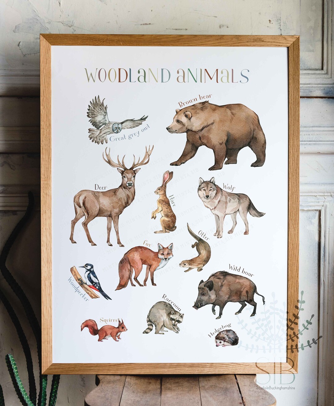 Watercolor Forest Animal Poster: Montessori Nursery Decor (digital ...