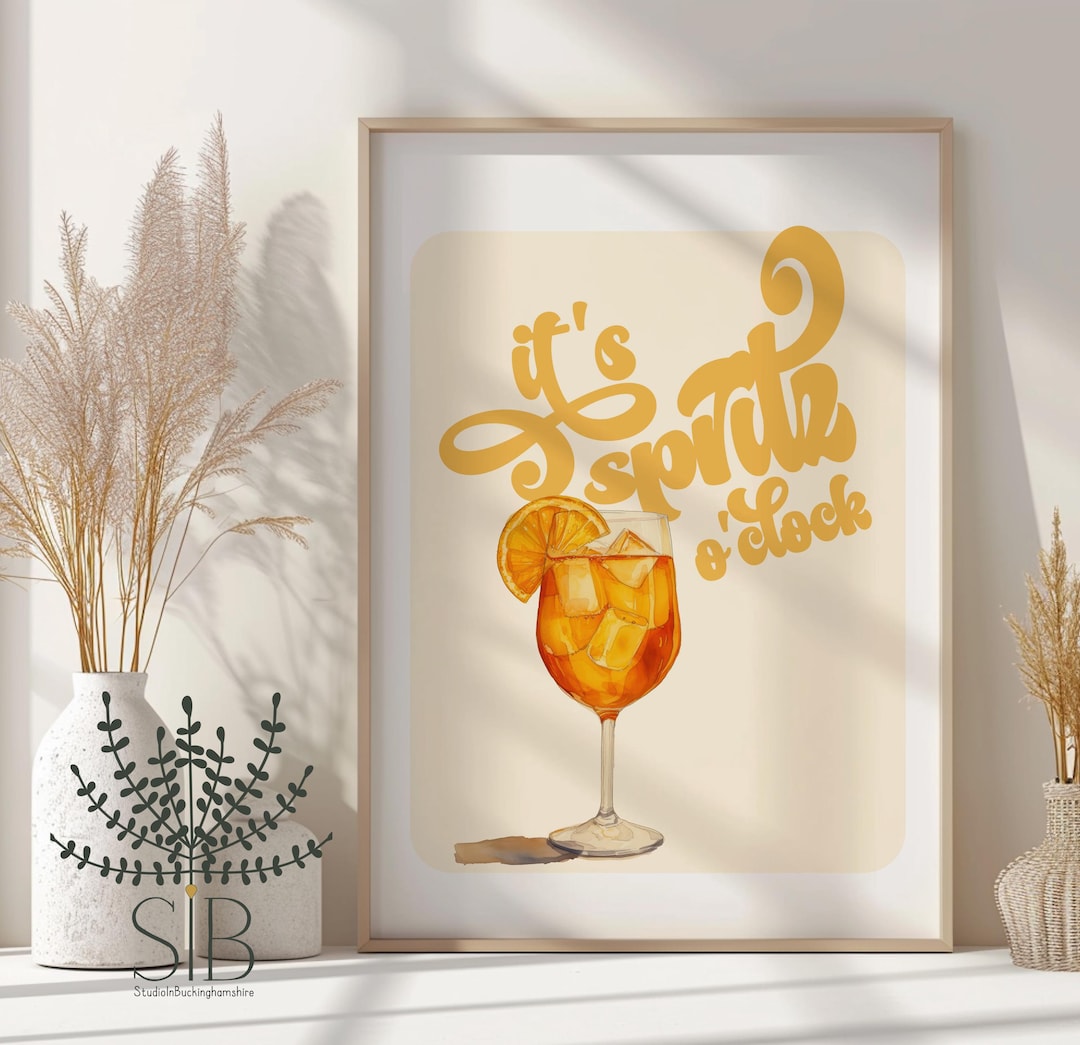 Aperol Spritz Print Cocktail Wall Art Digital Printable, Retro Kitchen ...