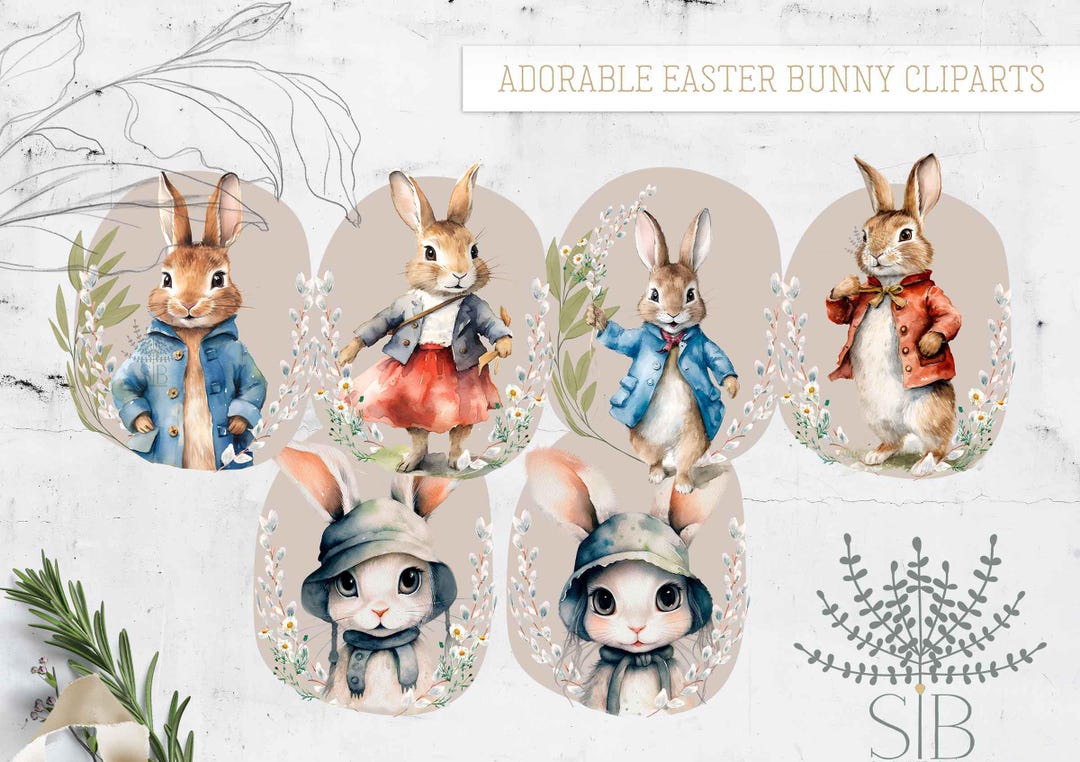Watercolor Easter Bunny Clipart Set: Rabbit Nursery Art (PNG Files) - Etsy