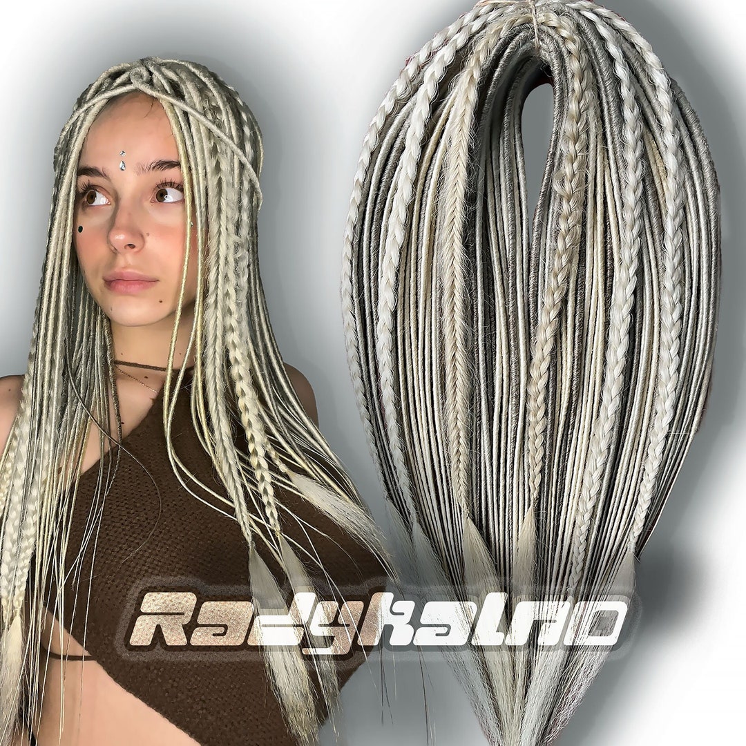Blond Dreadlocks With Braids, DE White Shades Dreads Mix Textured ...
