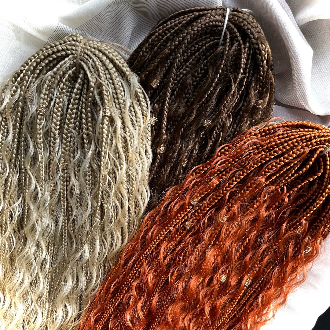 Bohemian Curly Curls With Braids, Brown, White Blond, Red, DE Braid in ...