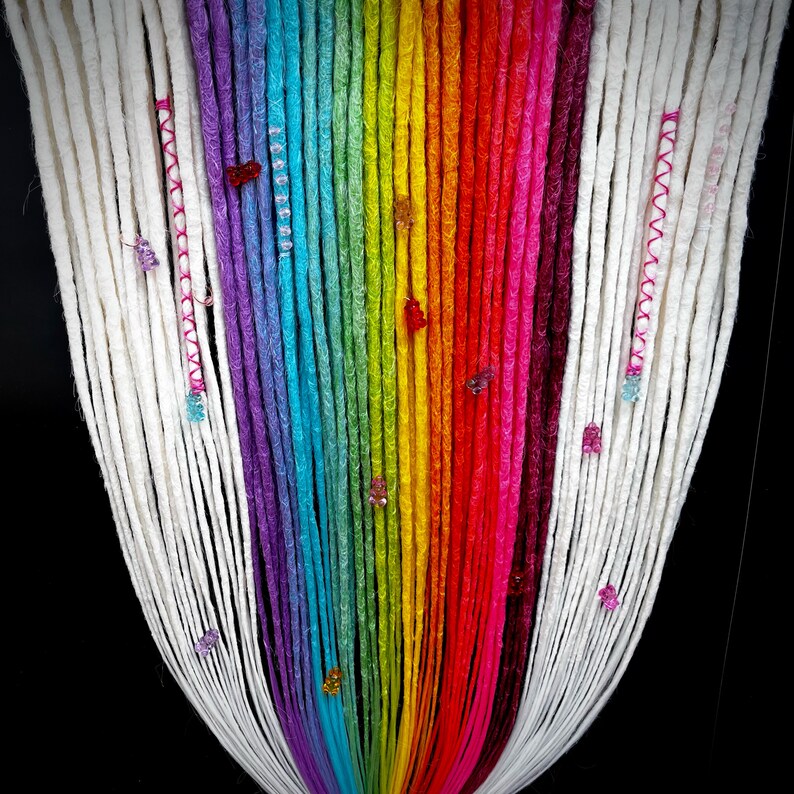 White Rainbow Crochet Dreads, Double Ended Synthetic Dreadlock ...