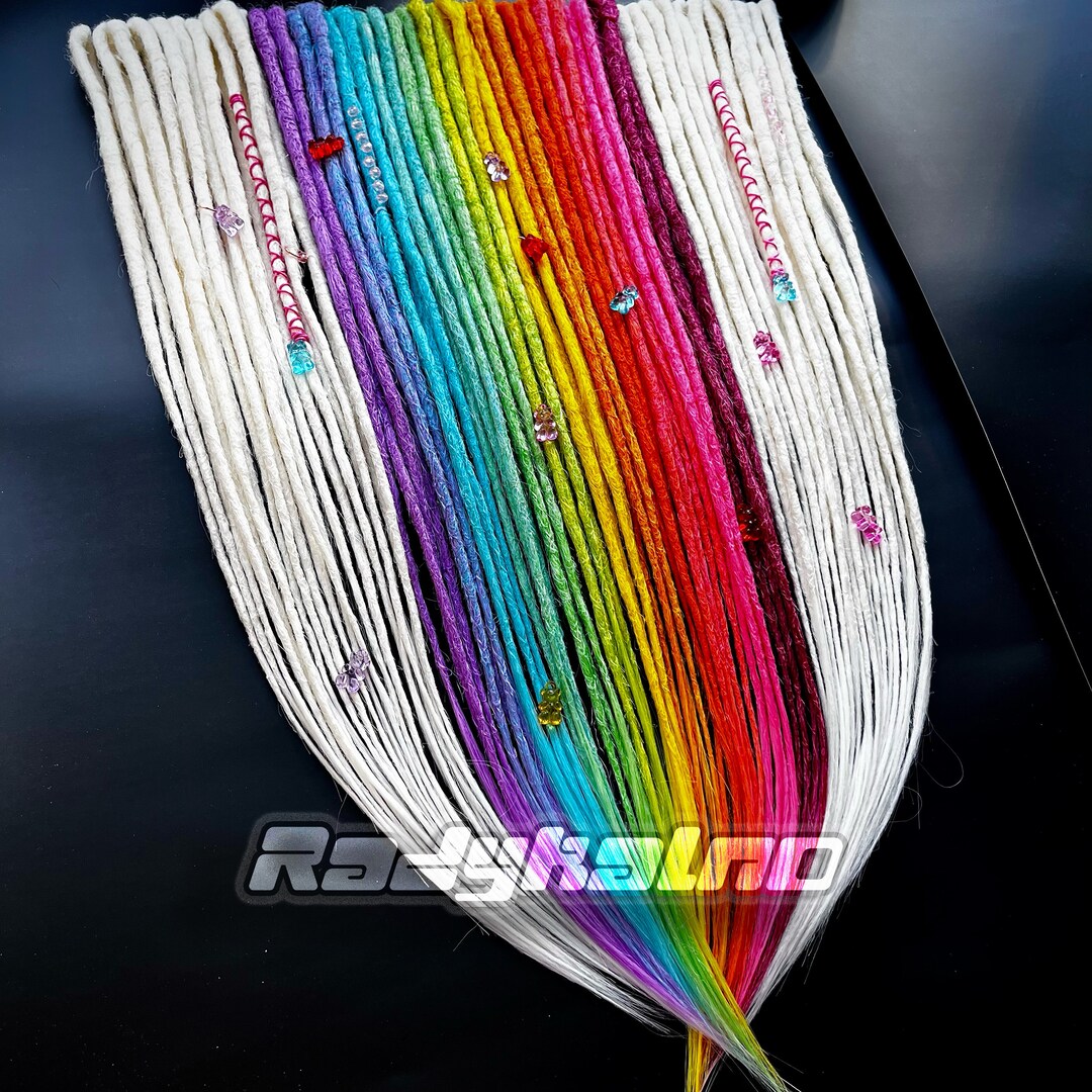 White Rainbow Crochet Dreads, Double Ended Synthetic Dreadlock ...