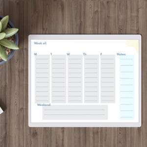Printable Weekly Planner | One-page Weekly Schedule | Undated Digital ...