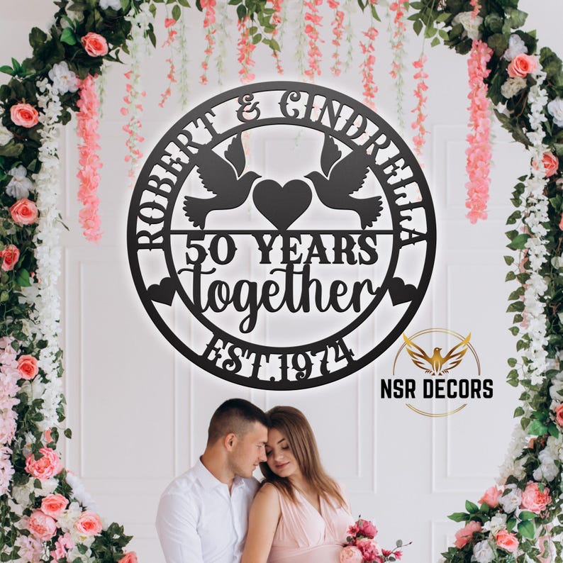 Personalized 50th Anniversary Metal Sign – Custom Couple Wall Decor ...