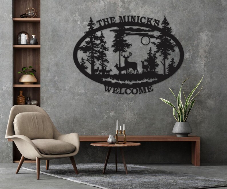 Custom Deer Metal Sign, Hunting Head Antlers, Deer Family Home Décor ...