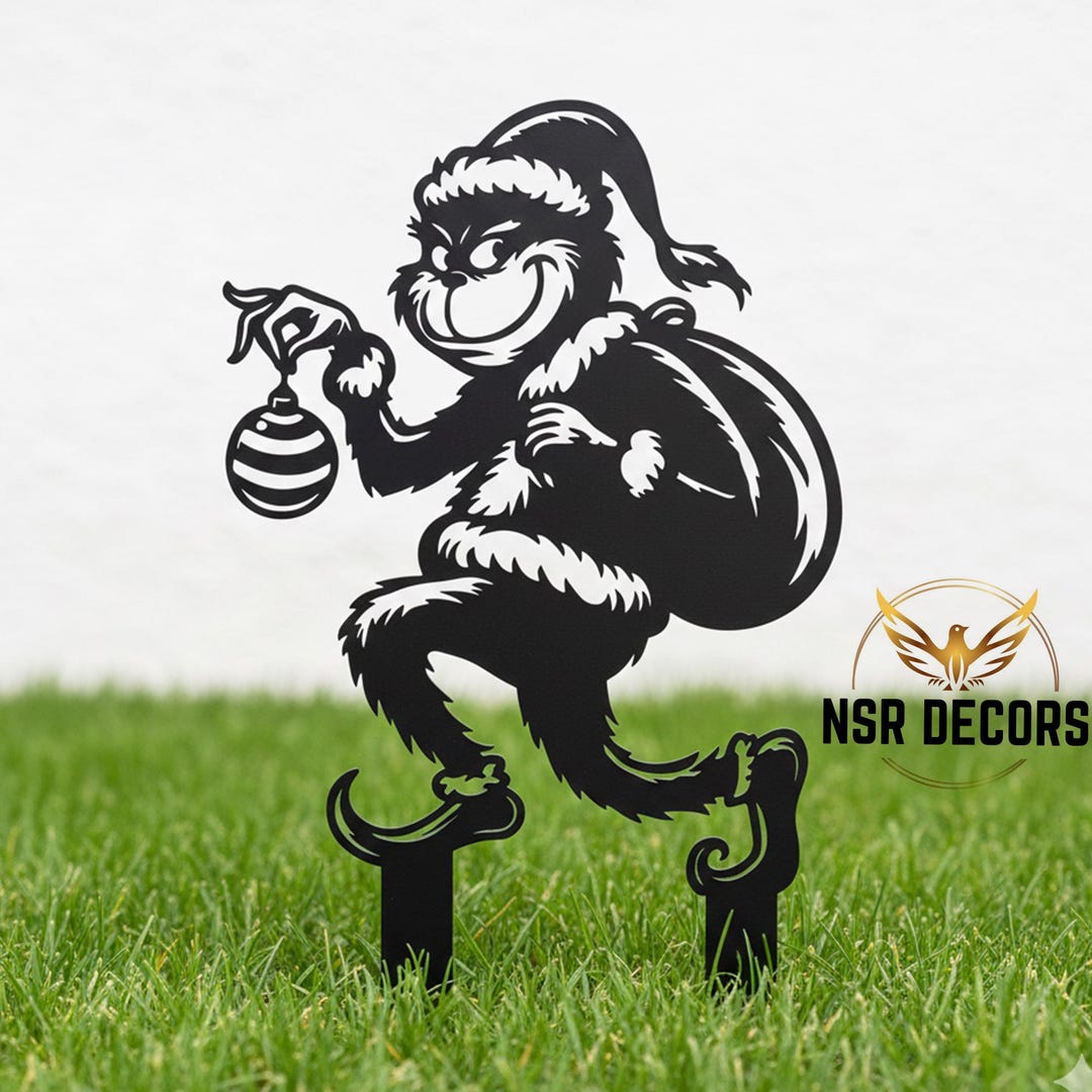 Metal Grinch Yard Stake: Outdoor Christmas Manger Scene Silhouette ...