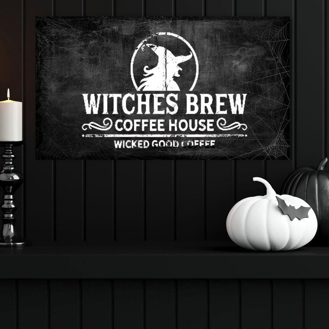 Personalized Witches Brew Café Sign Witchy Canvas Art - Etsy