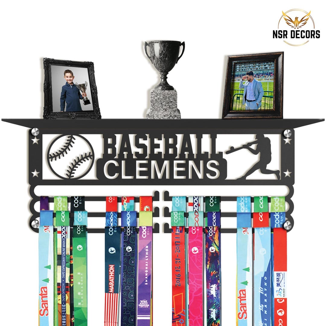 Custom Baseball Medal Hanger: Personalized Trophy Shelf, Sports Room ...