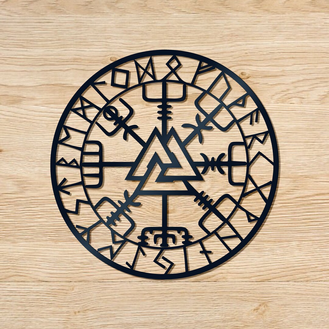VEGVISIR RUNE Metal Sign, Viking Compass Norse Wayfinder, Nordic ...