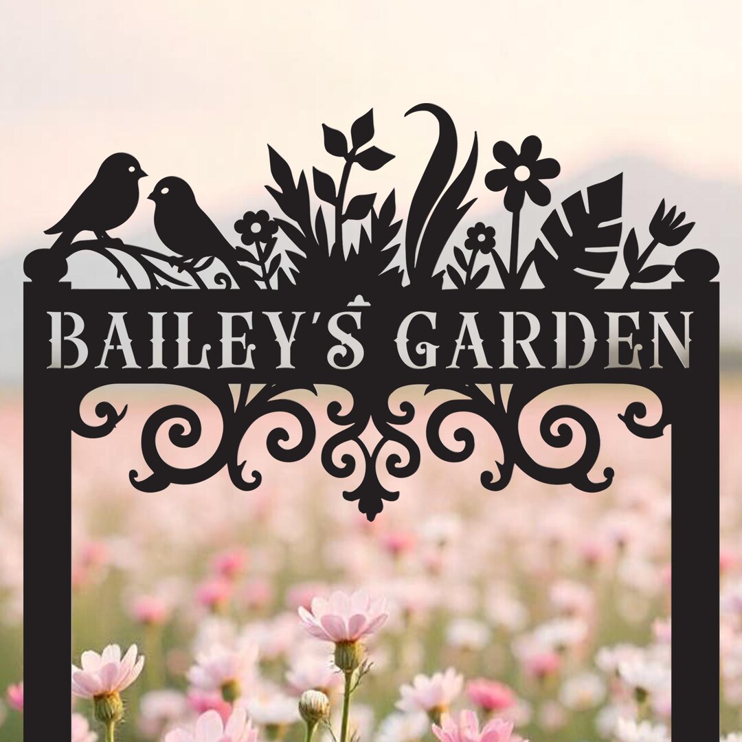 Custom Metal Garden Sign: Bird & Flower Garden Stake - Etsy