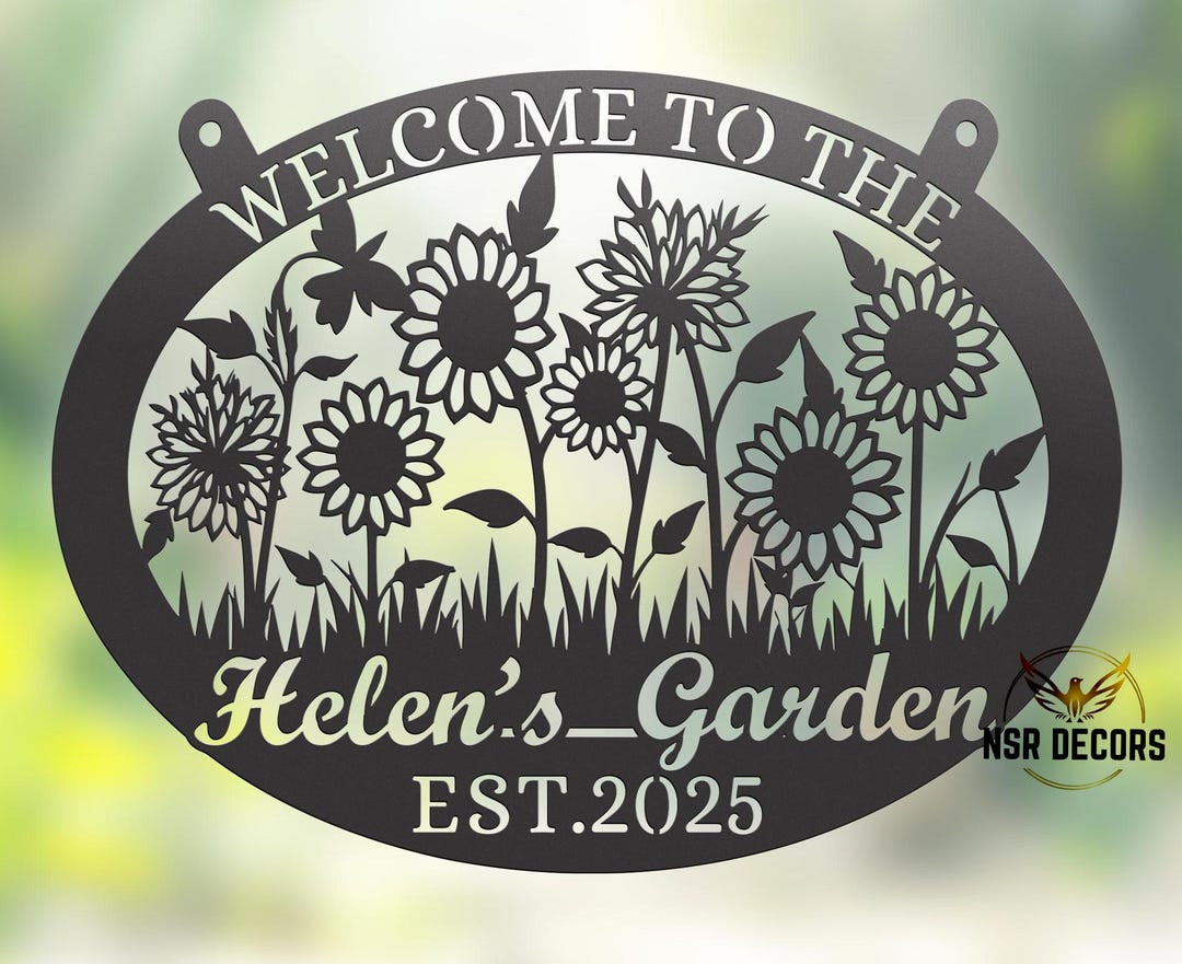 Custom Sunflower Garden Sign, Flower Welcome Sign, Family Name Art ...