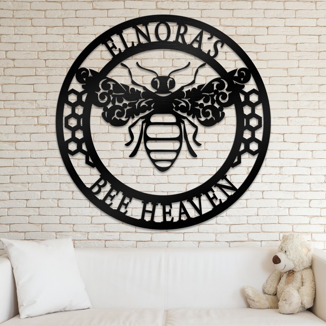 Custom Floral Bee Metal Sign Farm Kitchen Wall Art Bee - Etsy