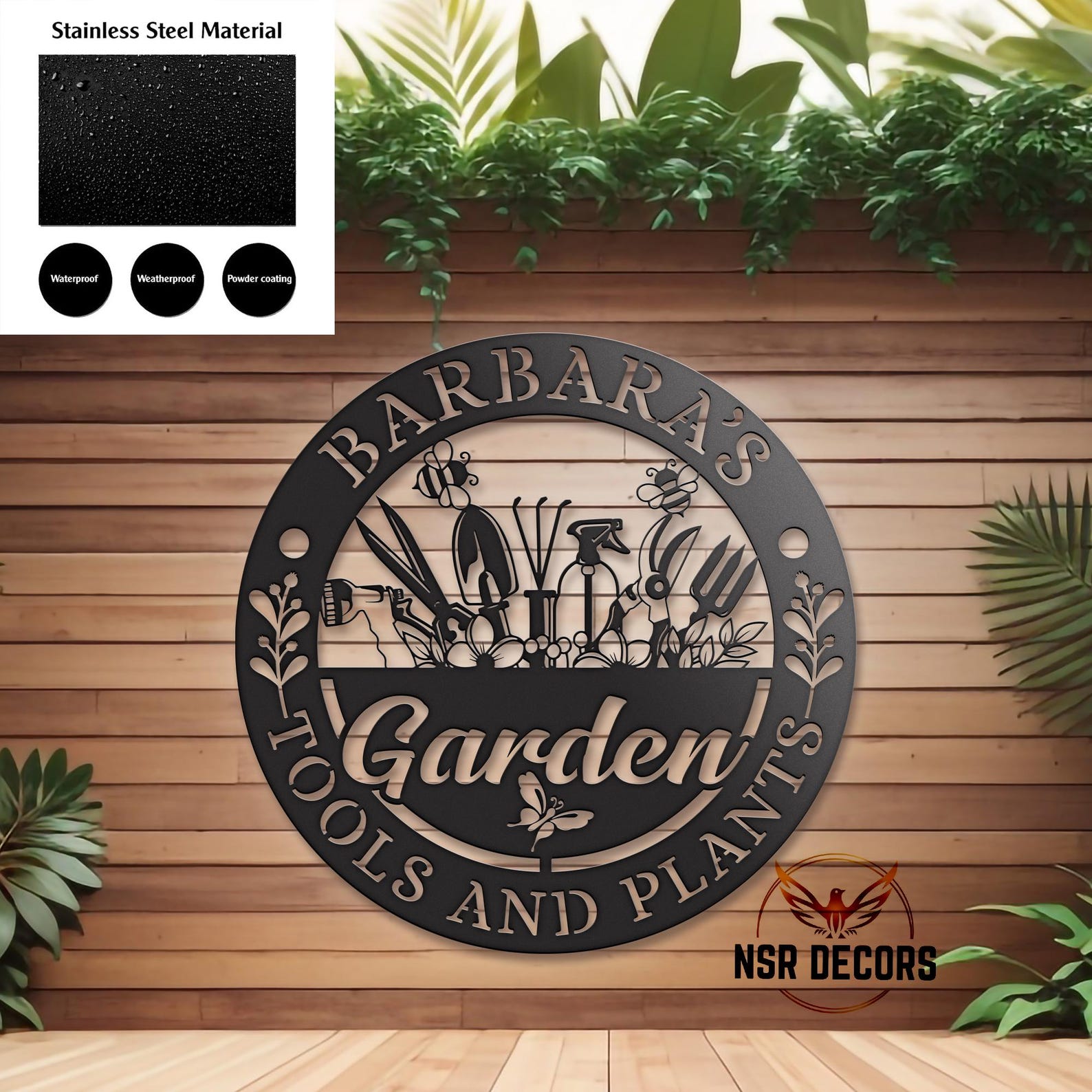 Personalized Garden Tools Metal Sign, Gardening Gift for Mom, Outdoor ...