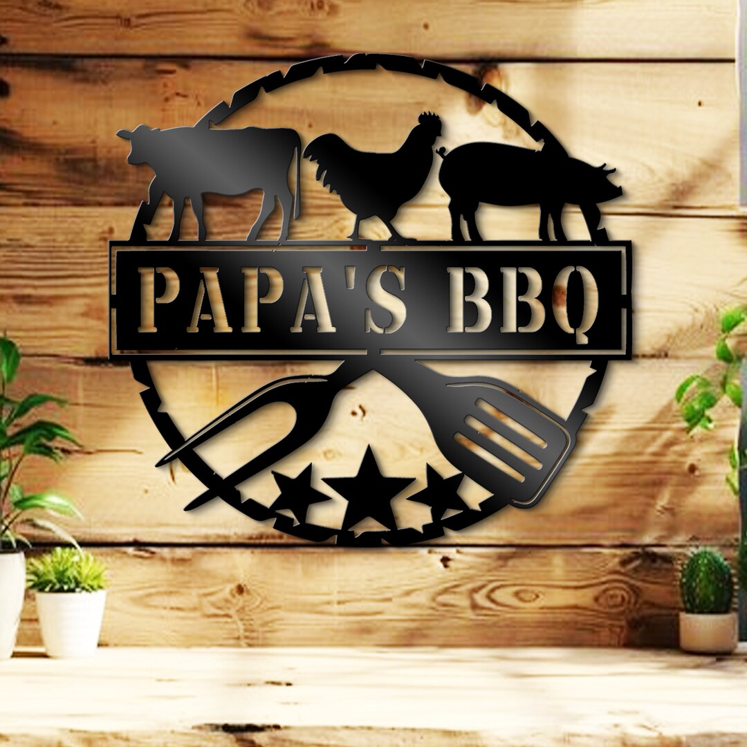 Personalized Best Barbecue Sign, Smoker Cook Name Kitchen Wall Art ...