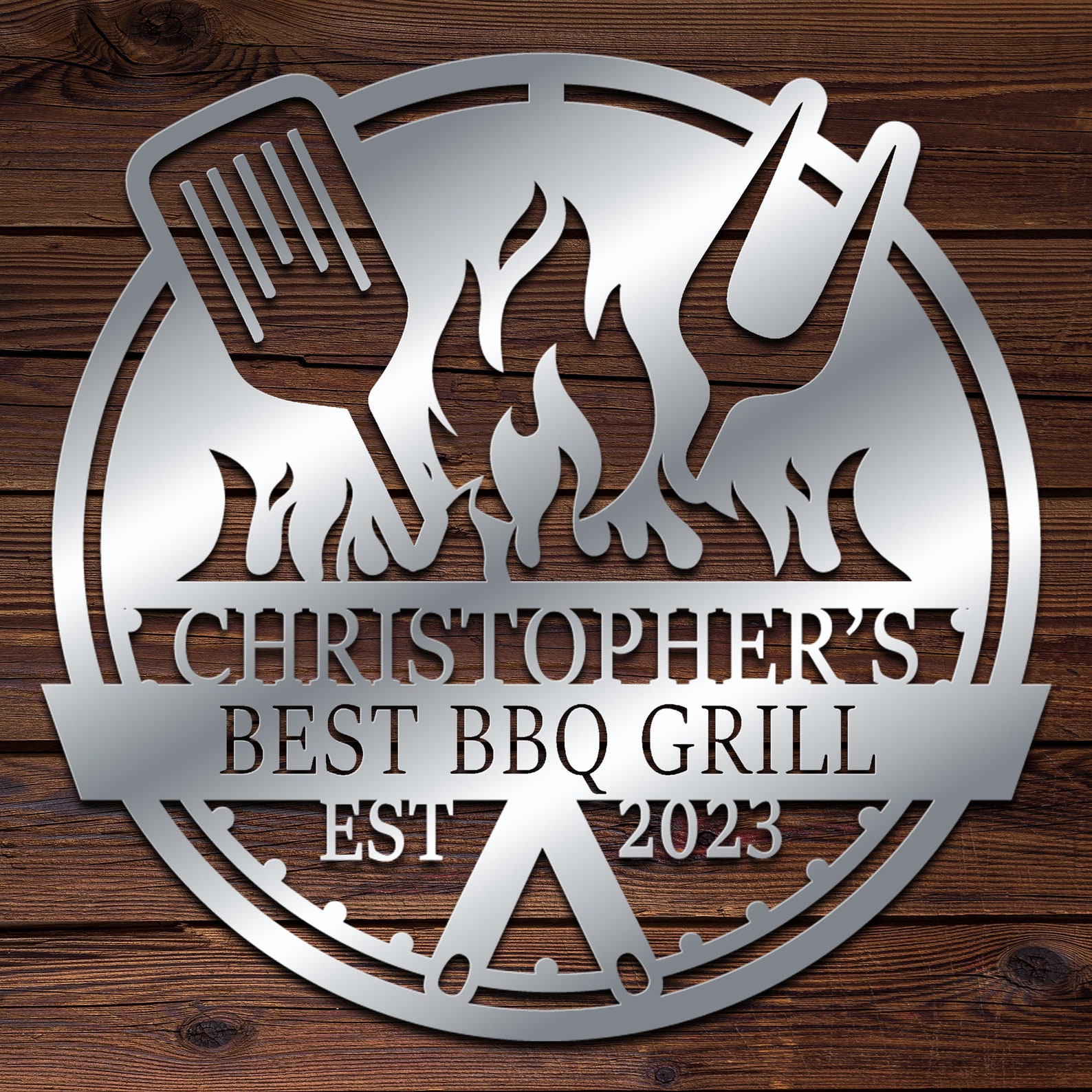 BBQ Metal Sign, Personalized BBQ Name Sign, Smokehouse Metal Sign ...