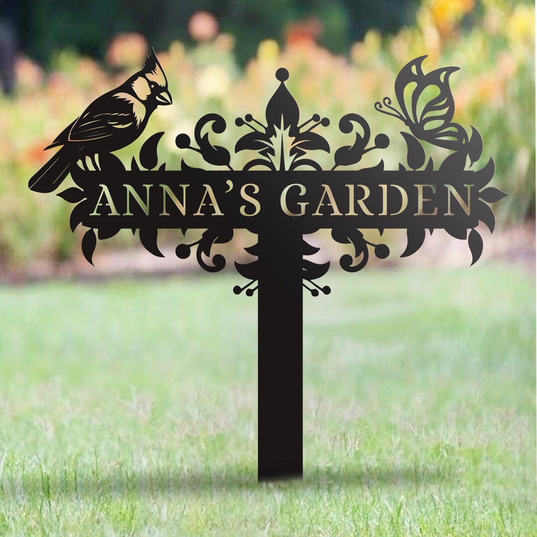 Custom Garden Sign With Stake, Cardinal Bird Garden Sign, Yard Décor ...
