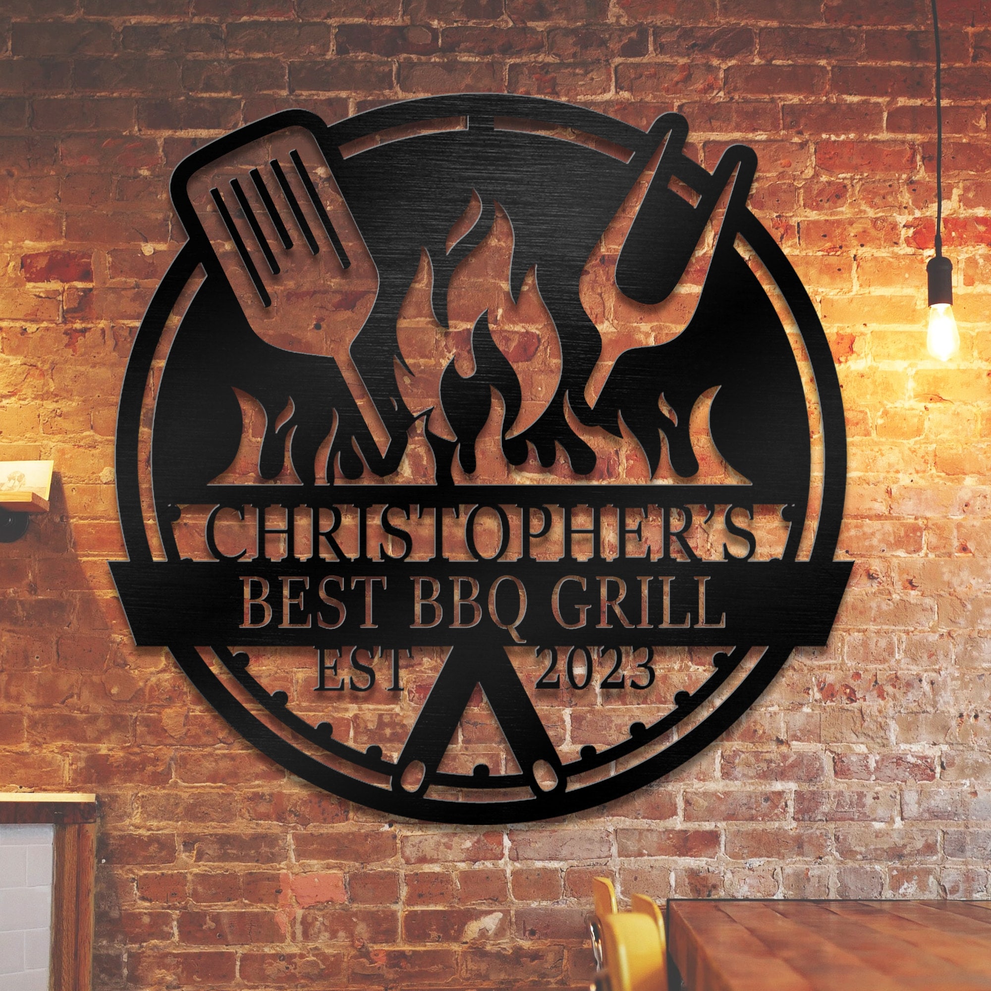 BBQ Metal Sign, Personalized BBQ Name Sign, Smokehouse Metal Sign ...