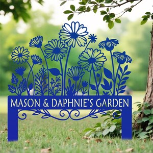 Custom Flowers Metal Garden Décor, Sign for Flower Beds, Flower Garden ...