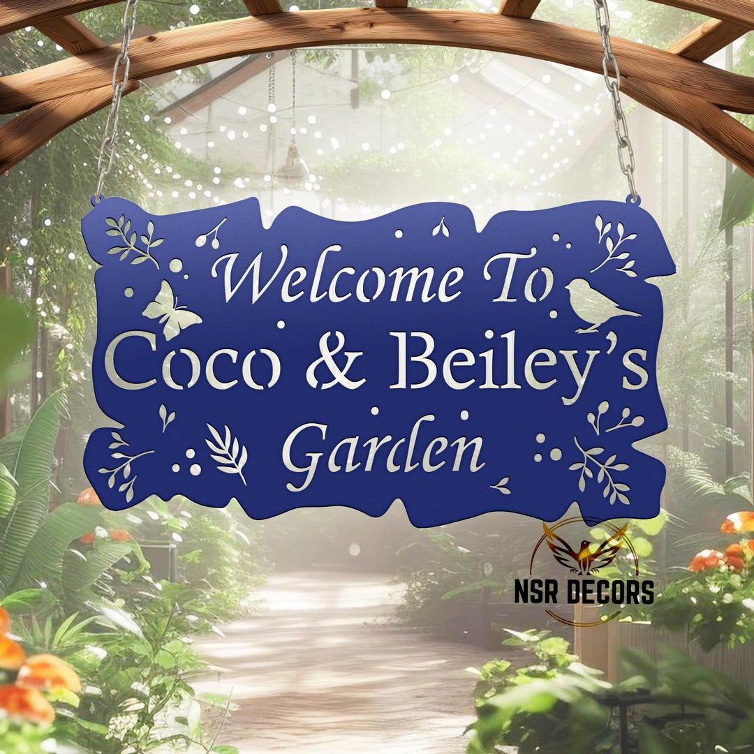 Personalized Metal Garden Sign: Custom Outdoor Welcome Plaque - Etsy