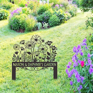 Custom Flowers Metal Garden Décor, Sign for Flower Beds, Flower Garden ...