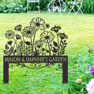 Custom Flowers Metal Garden Décor, Sign for Flower Beds, Flower Garden ...
