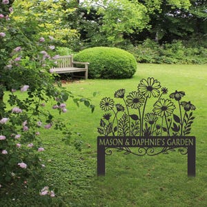 Custom Flowers Metal Garden Décor, Sign for Flower Beds, Flower Garden ...