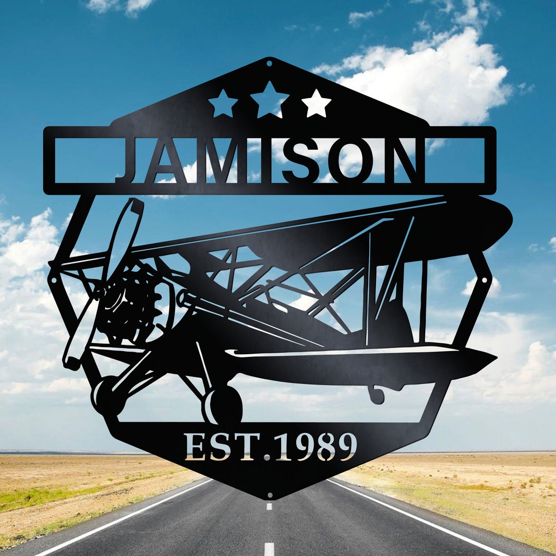 Custom Propeller Plane Metal Sign, Airplane Name Sign, Personalized ...