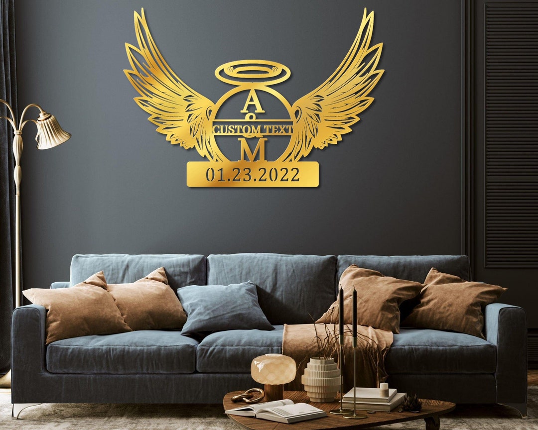 Angel Wings Metal Signs, Personalized Metal Wall Arts, Wall Hanging for ...