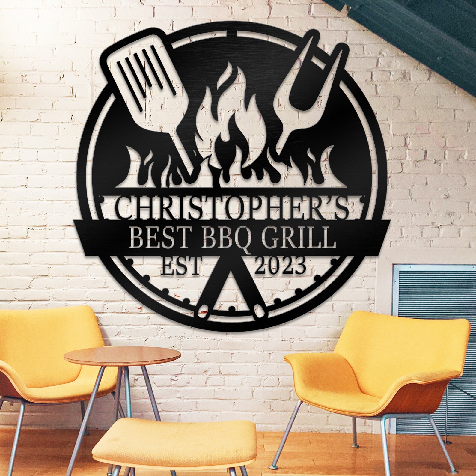BBQ Metal Sign, Personalized BBQ Name Sign, Smokehouse Metal Sign ...