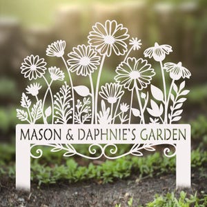 Custom Flowers Metal Garden Décor, Sign for Flower Beds, Flower Garden ...