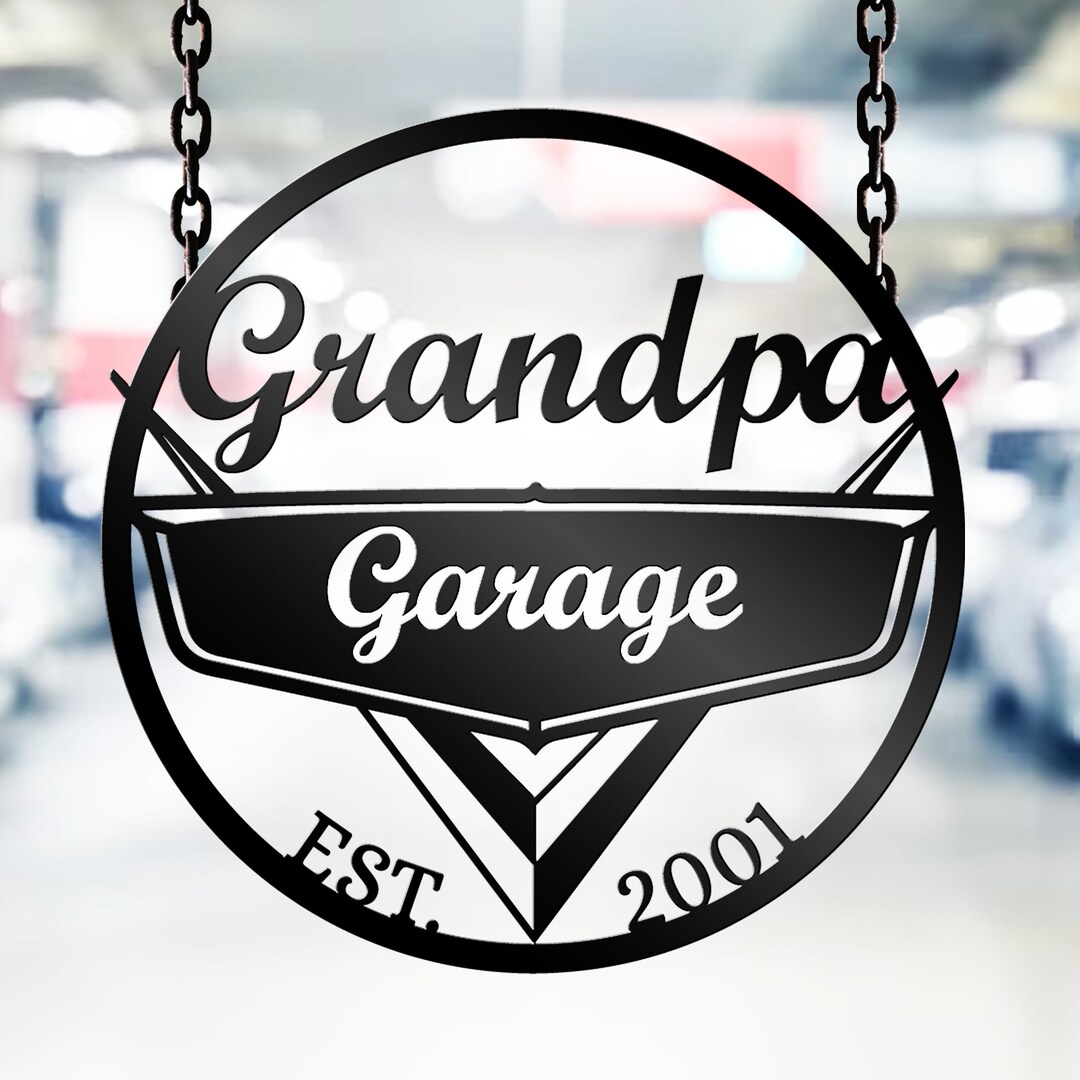 Vintage 1950's Garage Sign, Personalized Work Shop Metal Wall Art, Dad ...