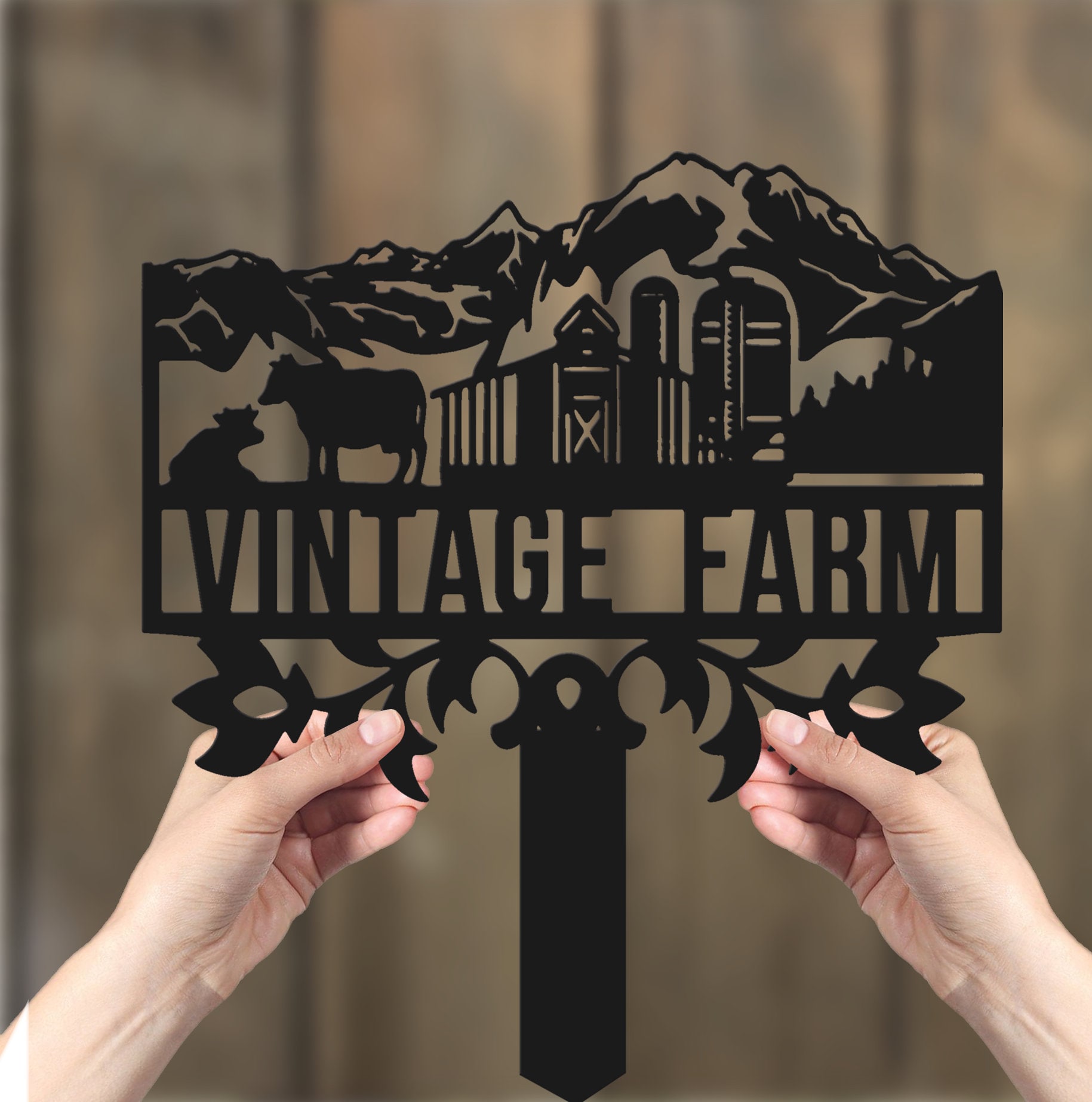 Custom Metal Farm Sign With Stakes, Outside Barn Country House, Cow ...
