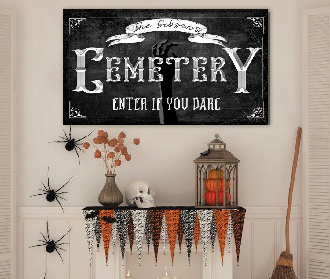 Scary Halloween Sign Custom Cemetery Huge Canvas Wall Art - Etsy