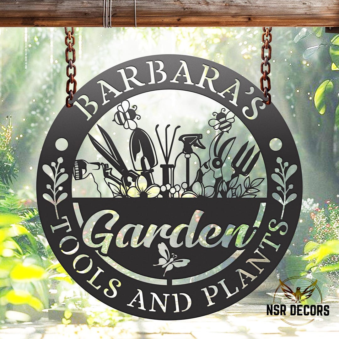 Personalized Garden Tools Metal Sign: Custom Outdoor Decor - Etsy