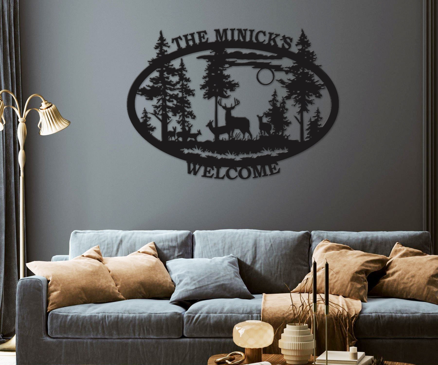 Custom Deer Metal Sign, Hunting Head Antlers, Deer Family Home Décor ...