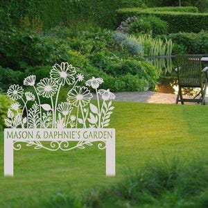 Custom Flowers Metal Garden Décor, Sign for Flower Beds, Flower Garden ...