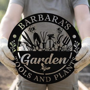 Personalized Garden Tools Metal Sign, Gardening Gift for Mom, Outdoor ...