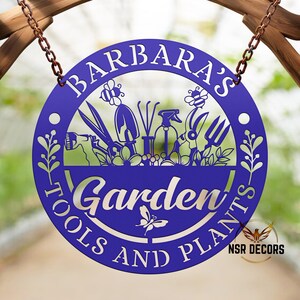 Personalized Garden Tools Metal Sign, Gardening Gift for Mom, Outdoor ...