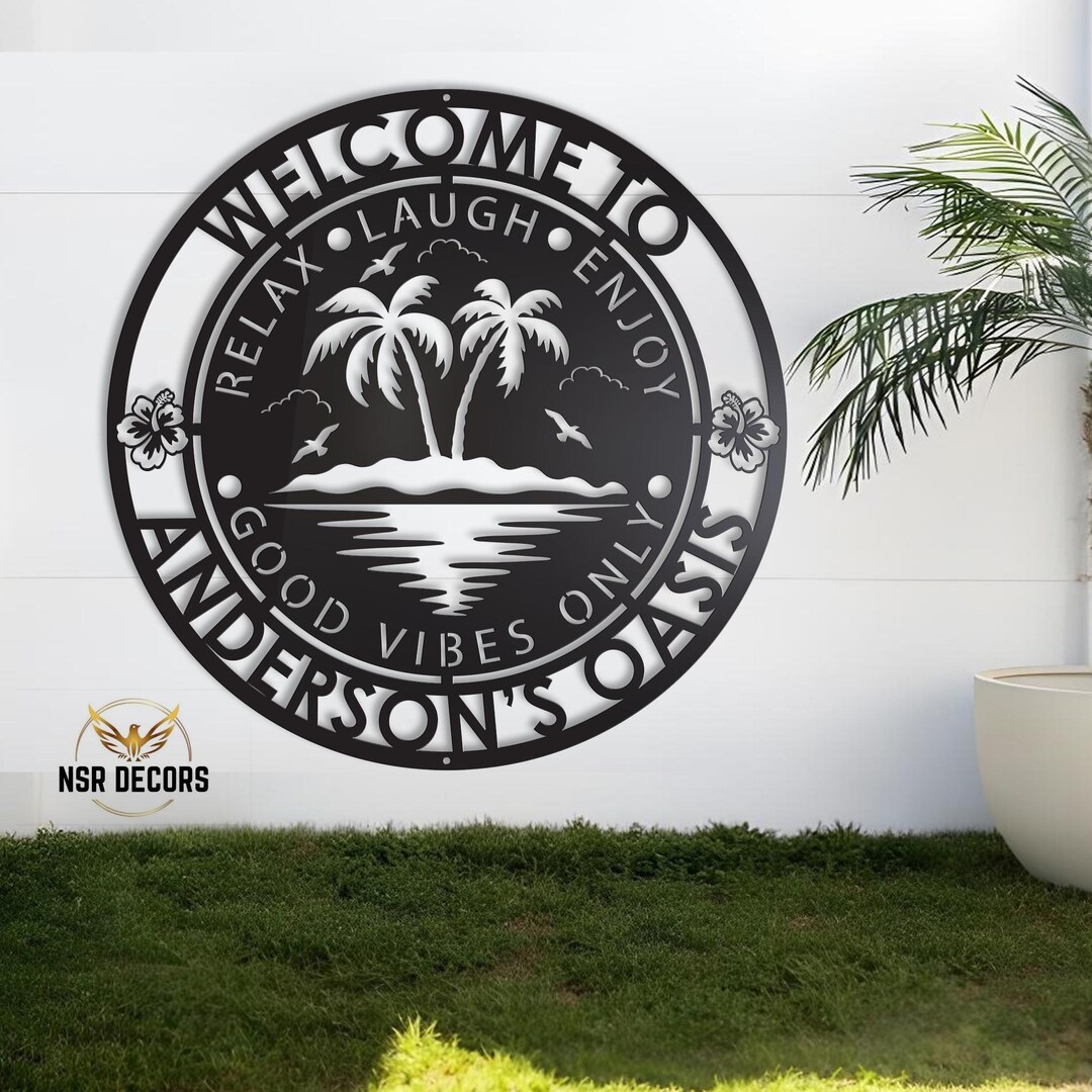 Personalized Metal Poolside Sign, Poolside Backyard Sign, Metal Pool ...