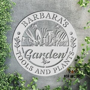 Personalized Garden Tools Metal Sign, Gardening Gift for Mom, Outdoor ...