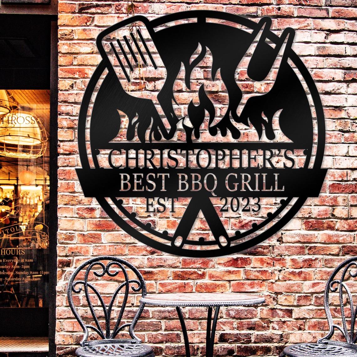 BBQ Metal Sign, Personalized BBQ Name Sign, Smokehouse Metal Sign ...